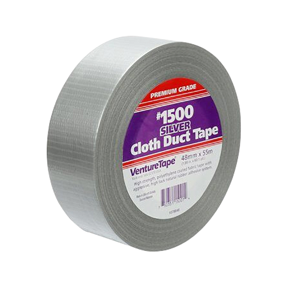 Duct Tape, Cloth, 55 m LG, 1.889 in WD, 10 mil THK, Black
