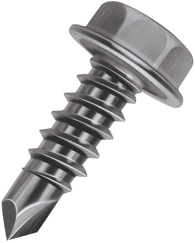 Self-Drilling Screw, Tip, 10 in-16, 1 in, Steel, Hex, #3