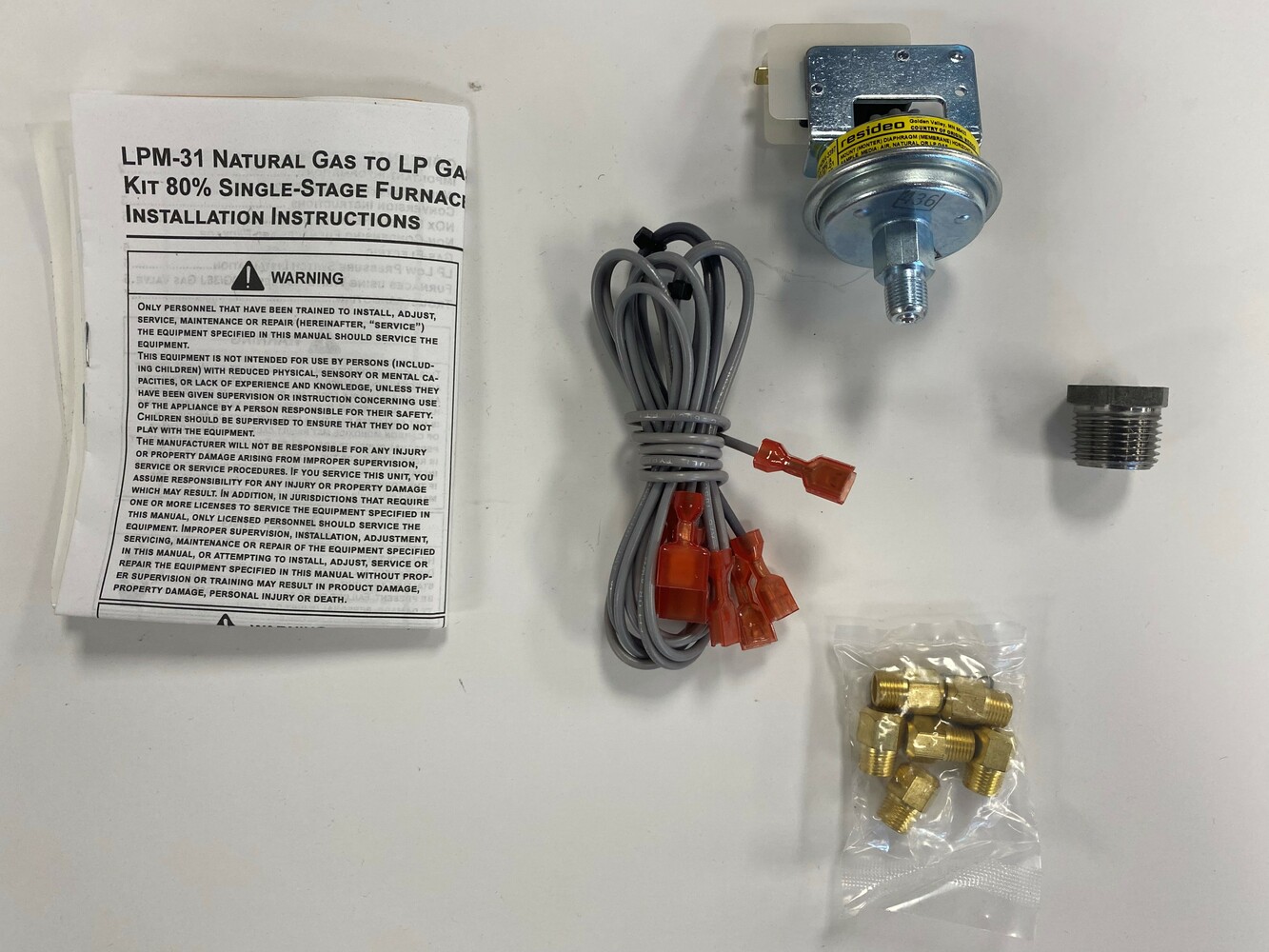 LP Conversion Kit, Single Stage, 80% W/ LP Switch