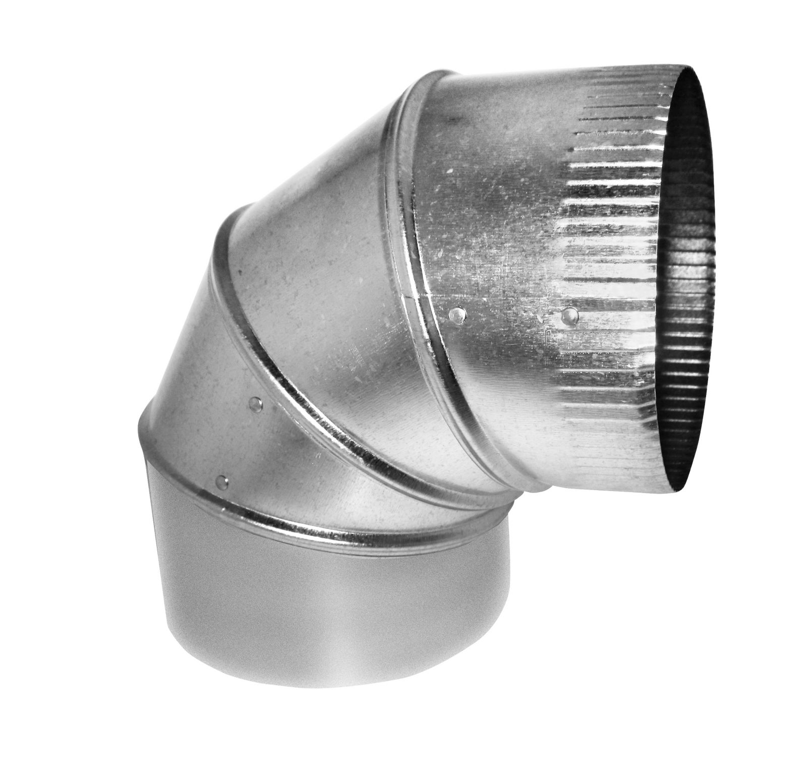 Duct Elbow, Adjustable, Round, 90 deg, 4 in, 30 gauge, ASTM A653